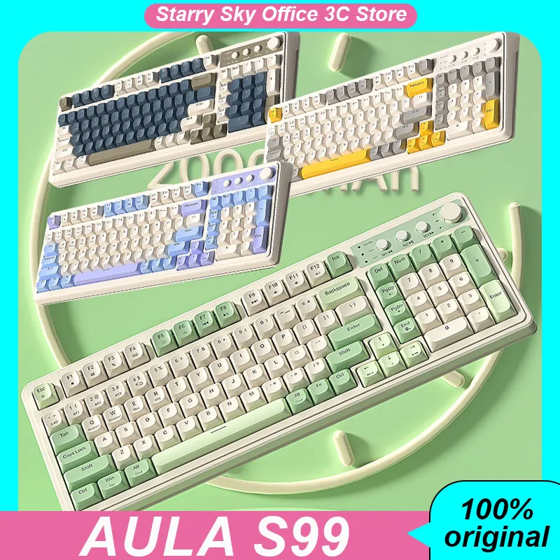 Aula-S99-Membrane-Keyboard-Wireless-Bluetooth-3mode-Knob-Office-typing ...