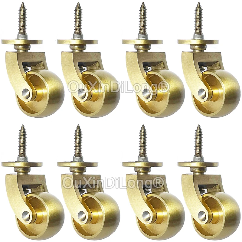 8PCS 1.25Inch Brass Castors Furniture Universal Casters Screws Plate ...
