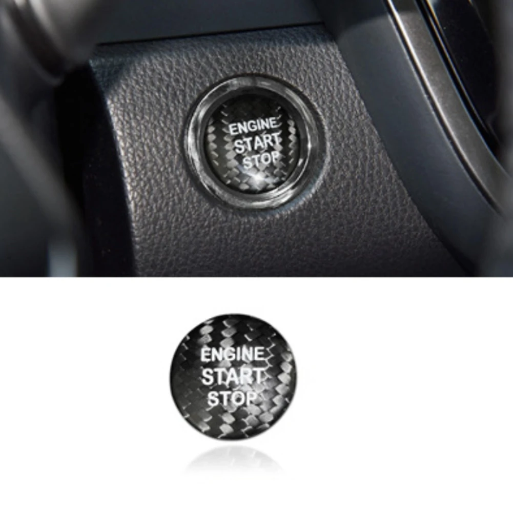 Real Carbon Fiber Car Engine Start Stop Button Cover Sticker Trim for ...