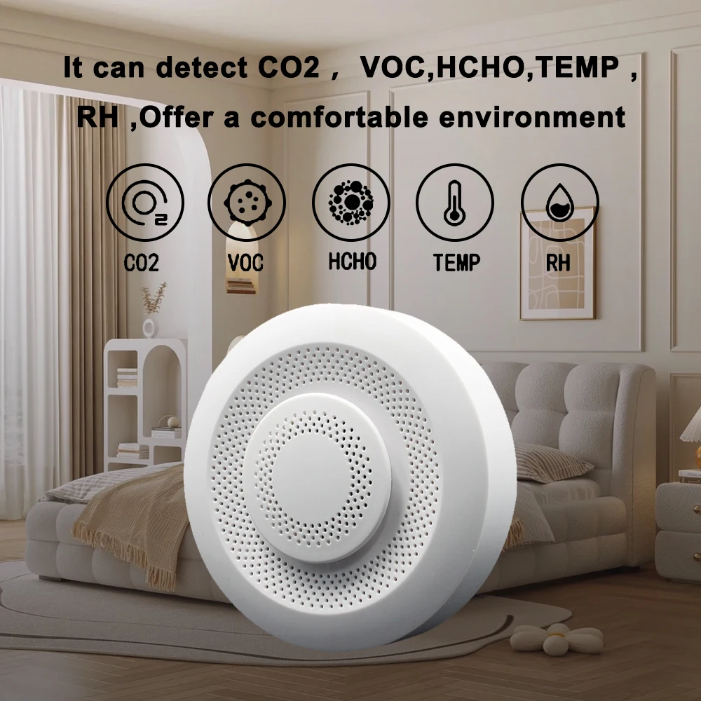 Smart-Tuya-Zigbee-WIFI-5-in-1-Airbox-Formaldehyde-VOC-CO2-Temperature-Humidity-Detector-App ...