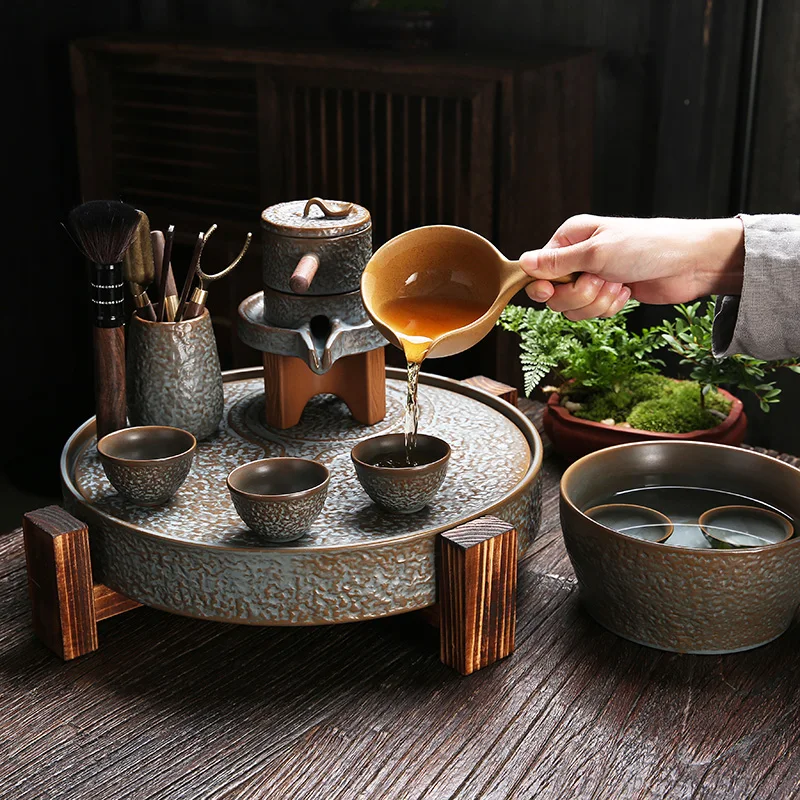 Stone-mill-tea-set-lazy-person-rotary-water-teapot-ceramic-tea-plate ...