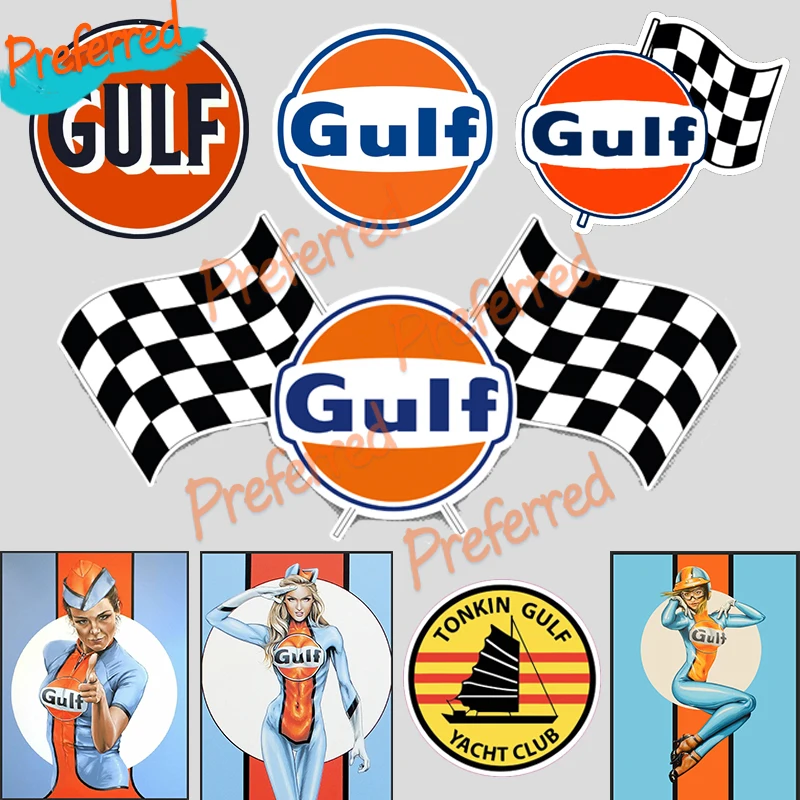 Gulf-Gasoline-Engine-Oil-Gulf-with-Flag-Decal-for-Your-All-Cars-Racing ...