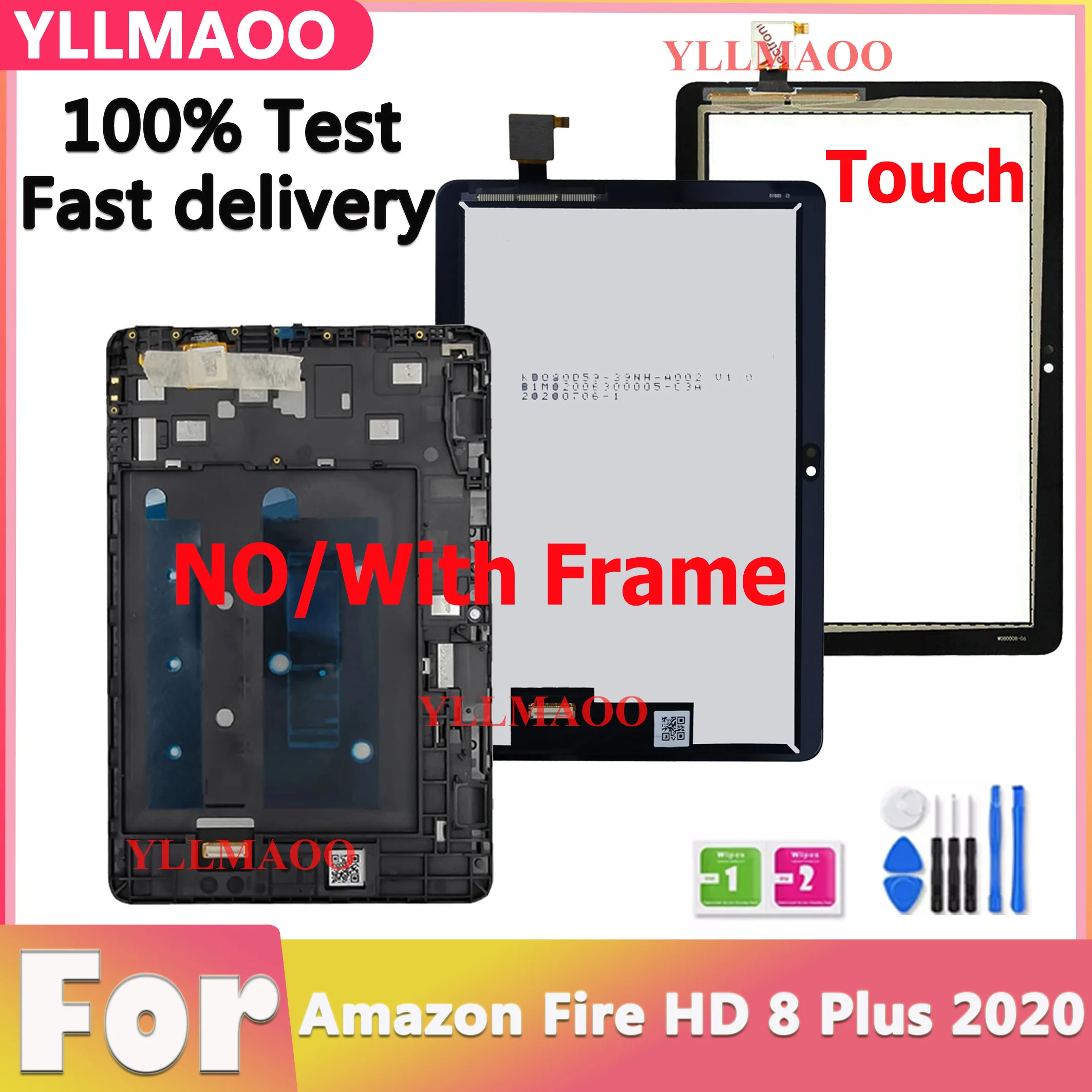 With or No Frame Tablet Parts For Amazon Fire HD 8 Plus 8+ 2020 10th ...
