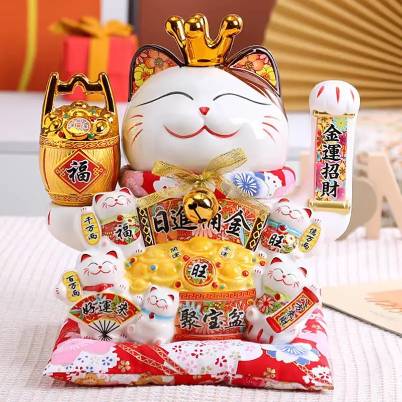 Lucky Cat Ornaments Shaking | Figurines Ornament Home | 14 Inch Lucky Cat - 14 Cat - Aliexpress