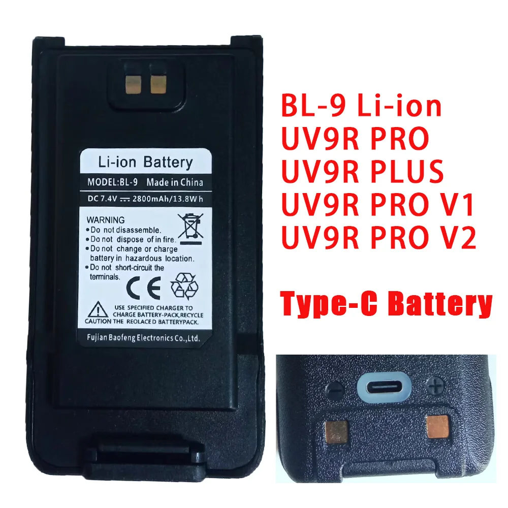 Baofeng-UV-9R-Pro-V1-V2-Battery-Type-C-Chargable-Compacity-with-UV9R ...