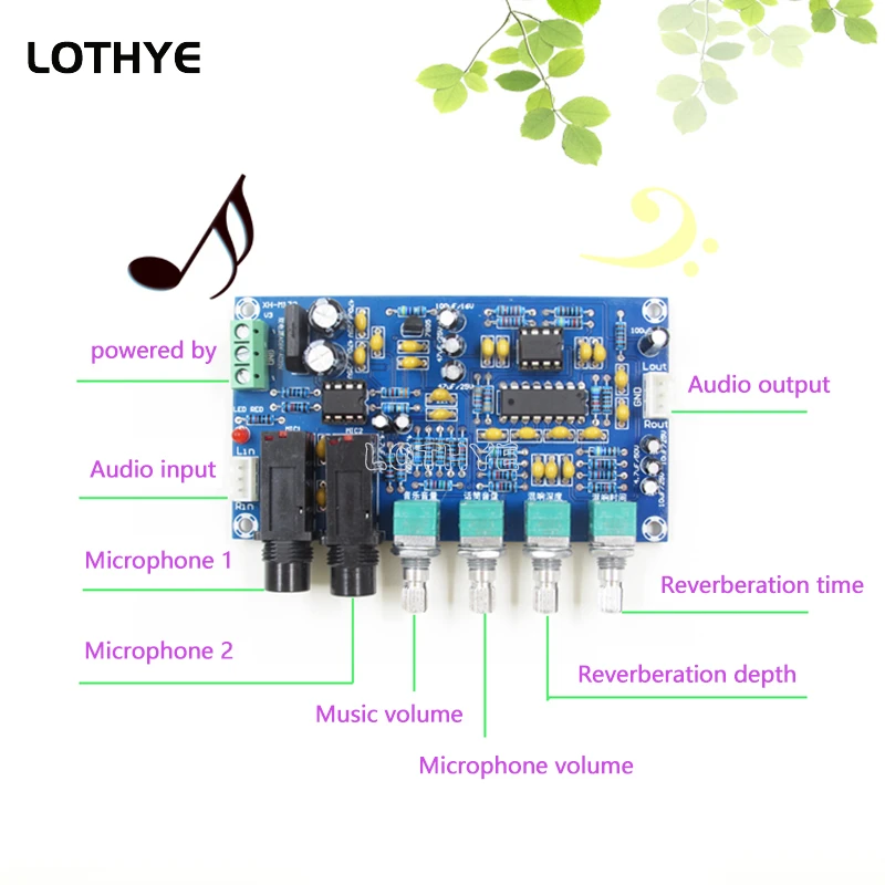 Digital Microphone Amplifier Board PT2399 Karaoke Reverberation Board ...