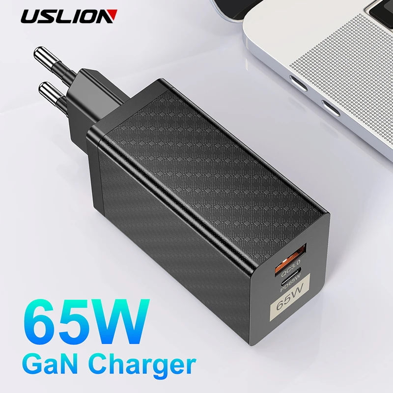 USLION USB 충전기 65W GaN 충전기, 맥북 태블릿용 고속 충전, 삼성 샤오미 USB C 타입 PD 충전, 아이폰 14, 13, 12 용| | - AliExpress