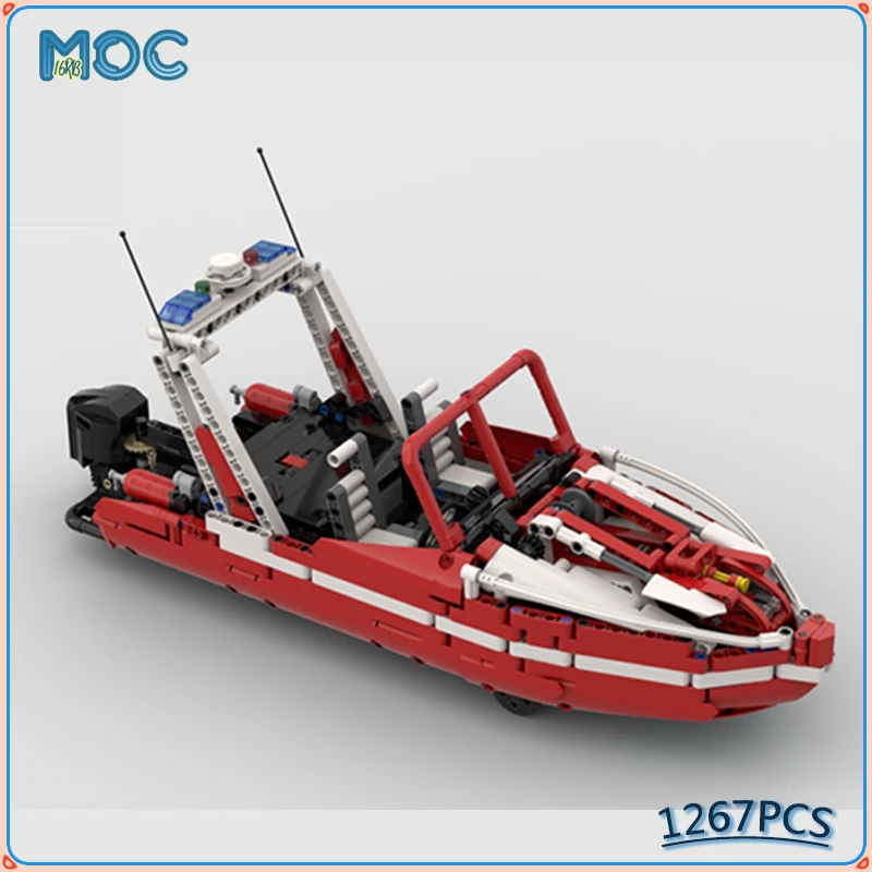 Building Blocks Fire Fighting Fire Boat Full RC MOC Creative Model ...