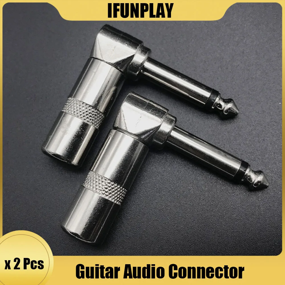 2pcs Straight Guitar Cable Connector 2 Pole Mono Amplifier Microphone ...
