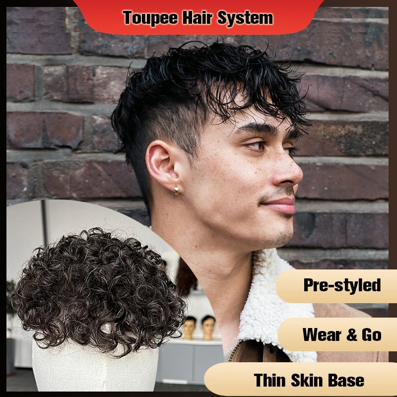 Tup-rizado-Natural-para-Hombre-peluqu-n-humano-de-piel-fina-de-18mm ...