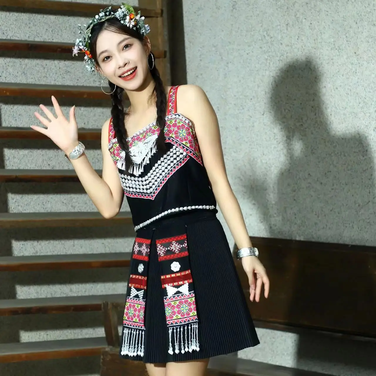 Lunastar-Hmong-Costume-Women-s-Miao-Clothing-Skirt-Handmade-Ethnic ...
