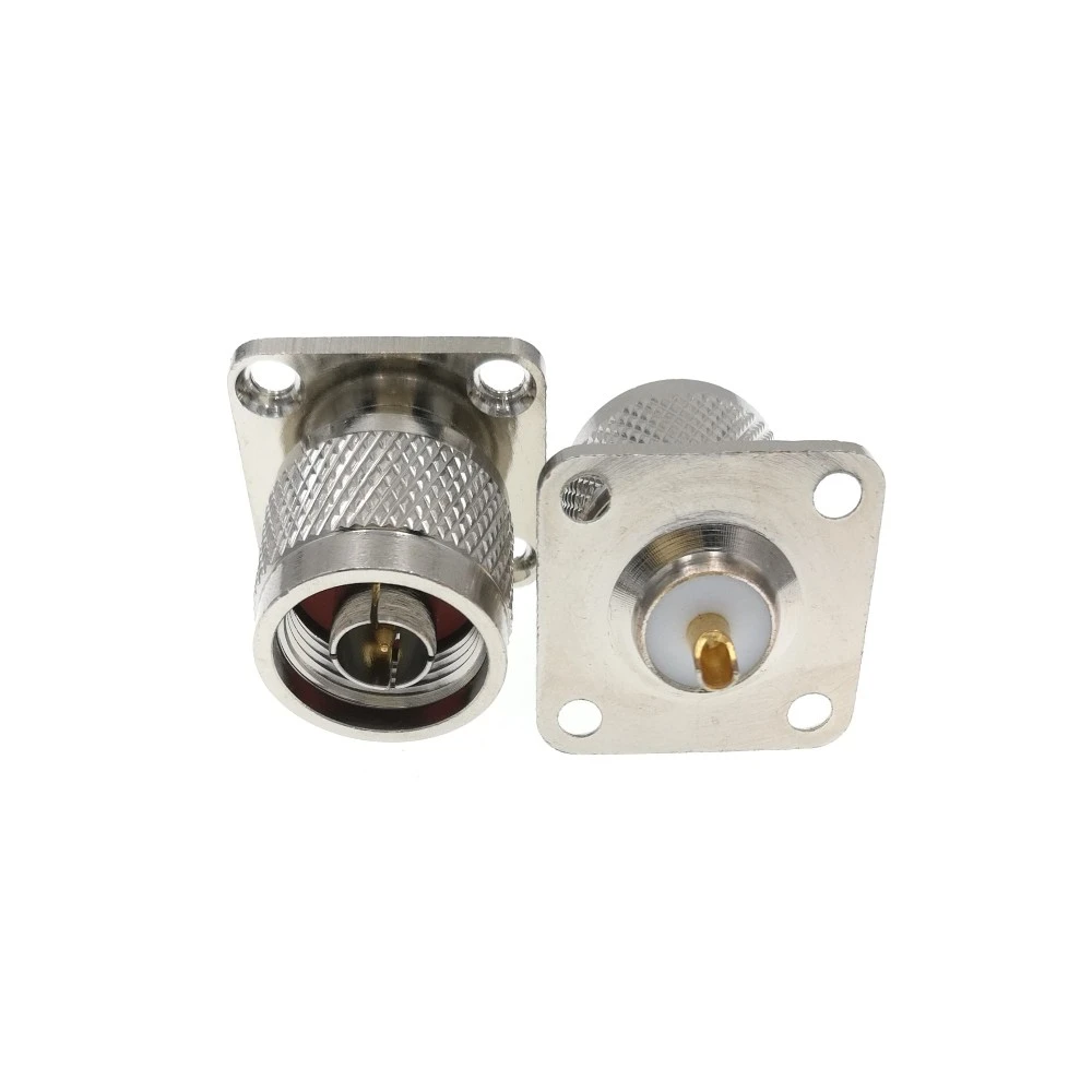 10PCS N Type Plug 4 Hole panel Mount Male with solder cup RF Coax ...
