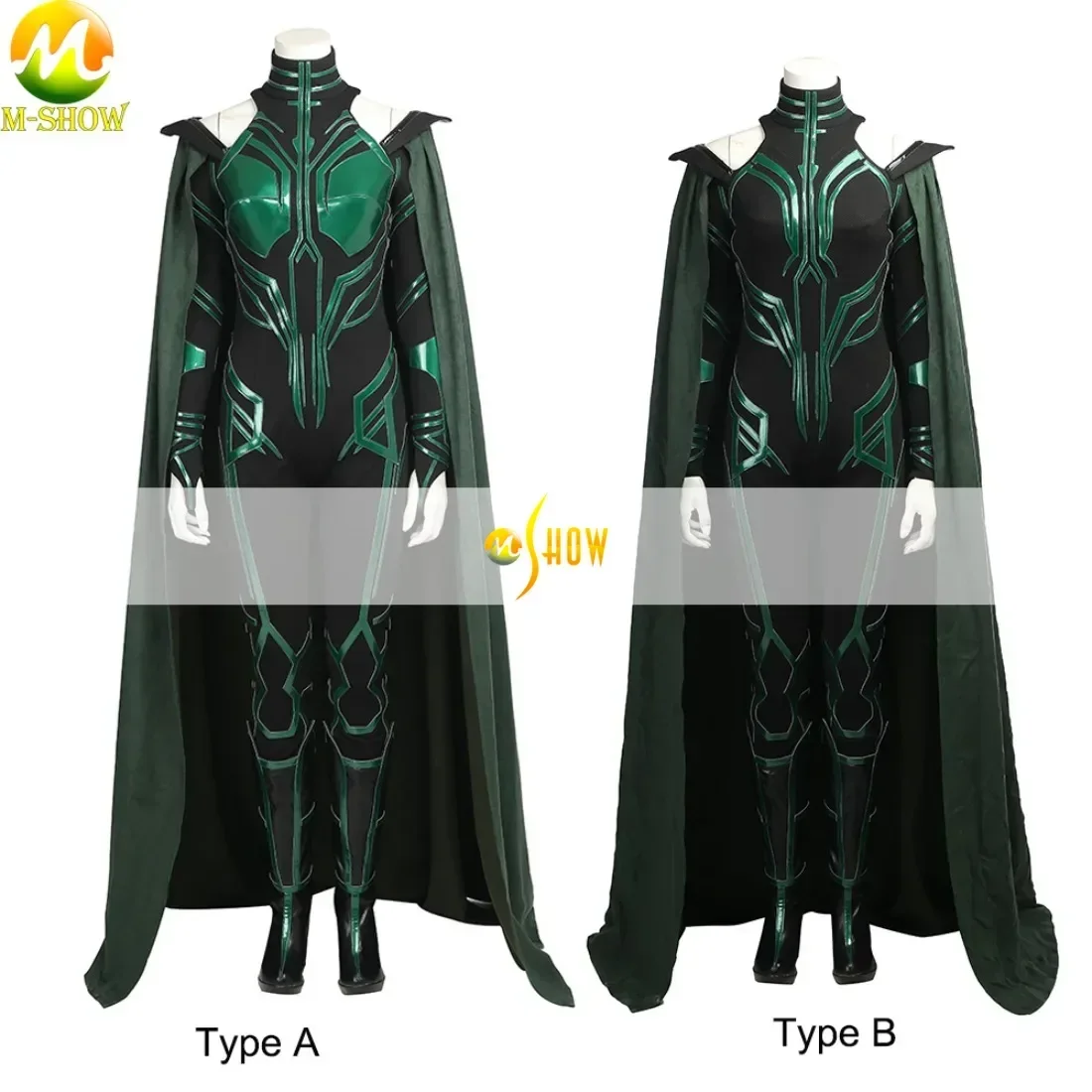Supervillain-Hela-Cosplay-Costume-Green-Jumpsuit-with-Cape-Boots-Women ...