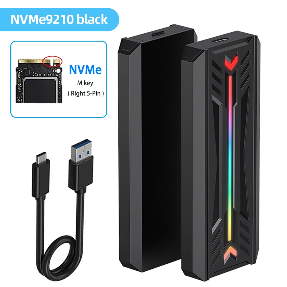 M.2 SSD Enclosure B-Key M-Key Solid State Drive Case NVMe/NGFF External ...