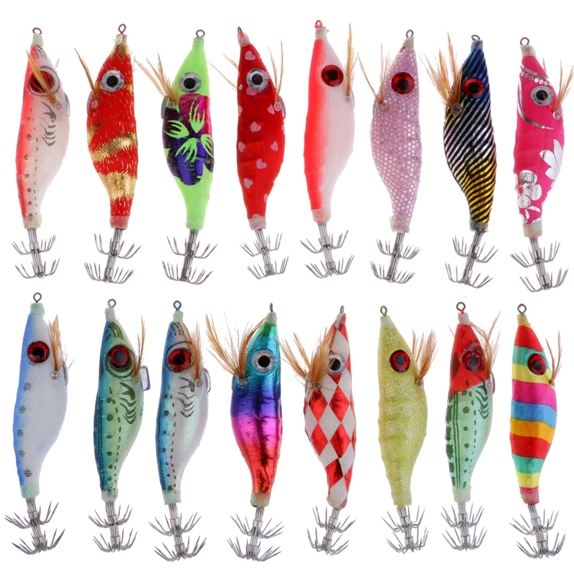 10pcs-Sea-Fishing-Squid-Jigs-Hard-Lures-10cm-9g-Luminous-Wood-Shrimp-3D ...