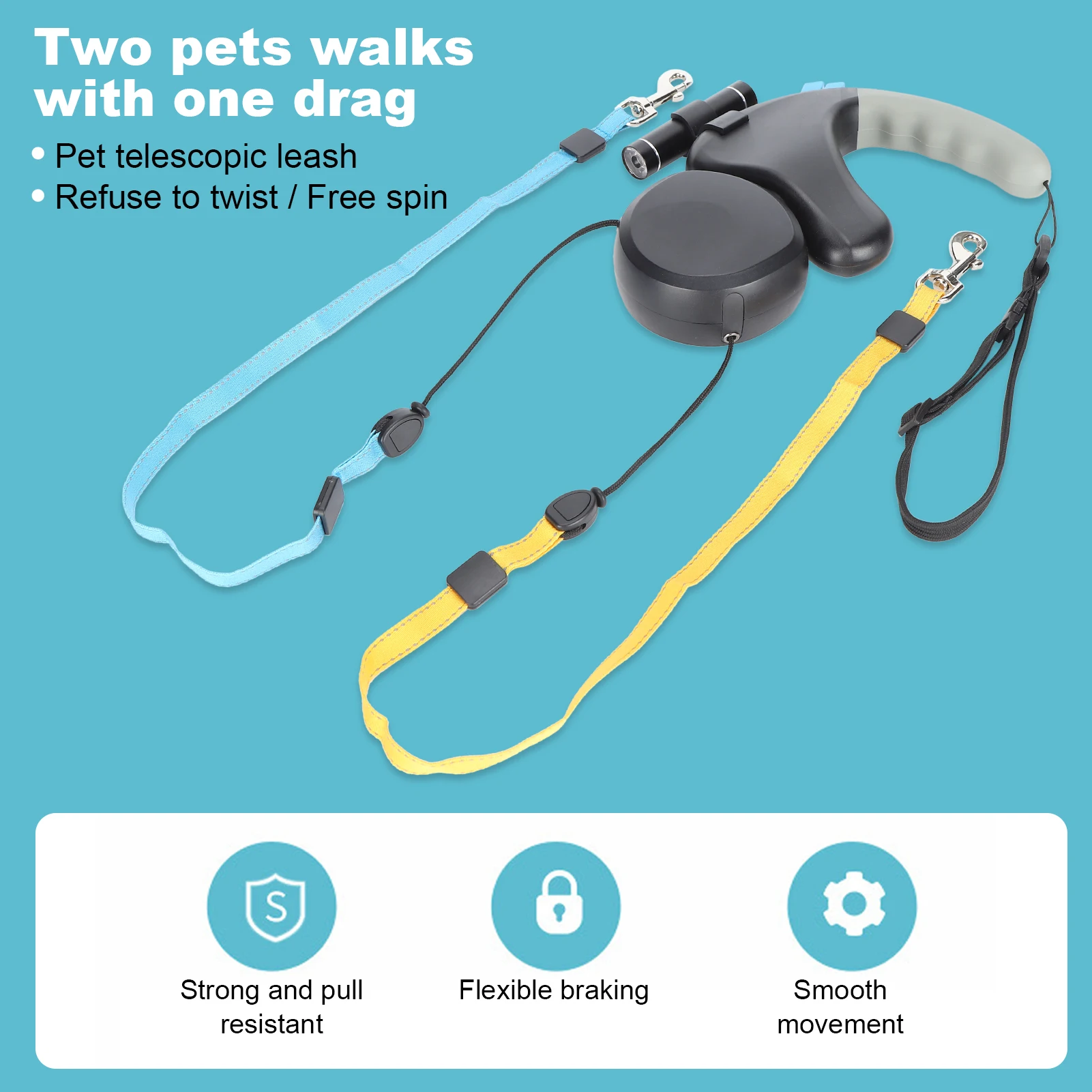 Retractable Dog Leash Pet Supply Pet DoubleHead Traction Rope One for ...