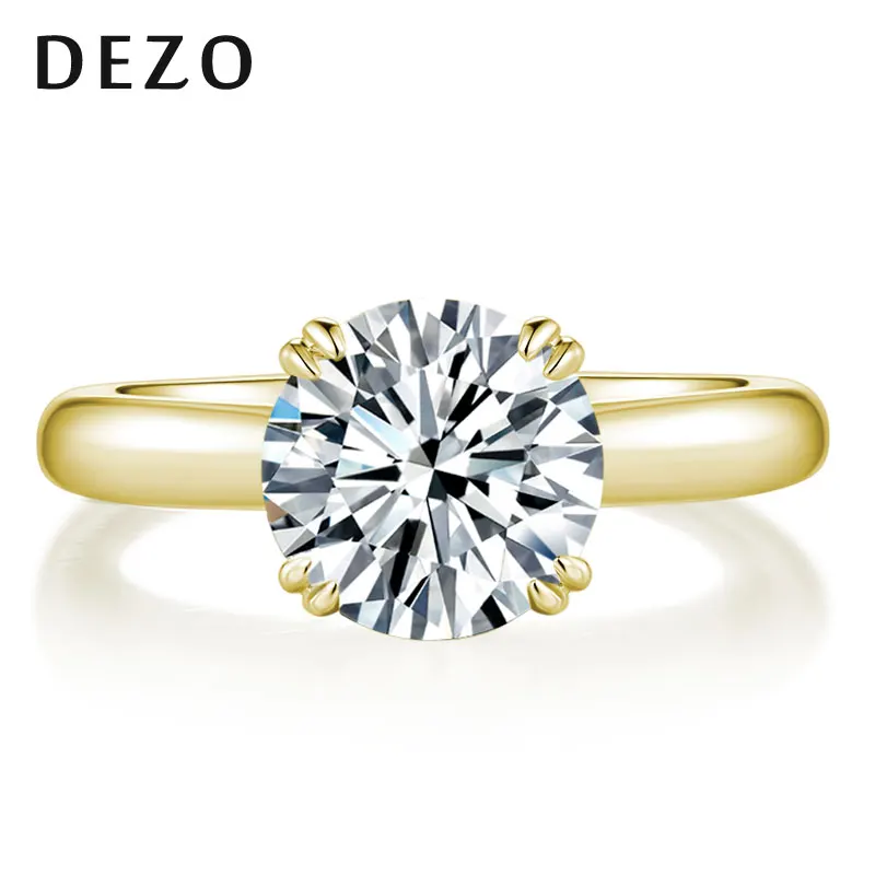 DEZO-14K-Yellow-Gold-Plated-S925-Silver-3-Carat-Round-Cut-Moissanite ...