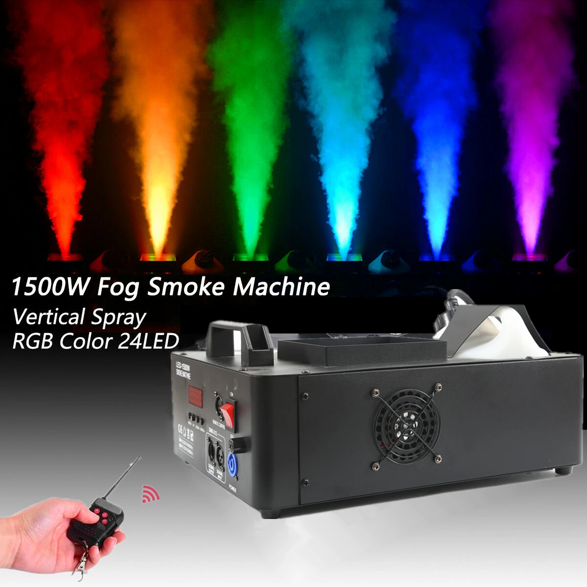 Máquina de humo Vertical con luces LED RGB, nebulizador de escenario con Control remoto sin ...
