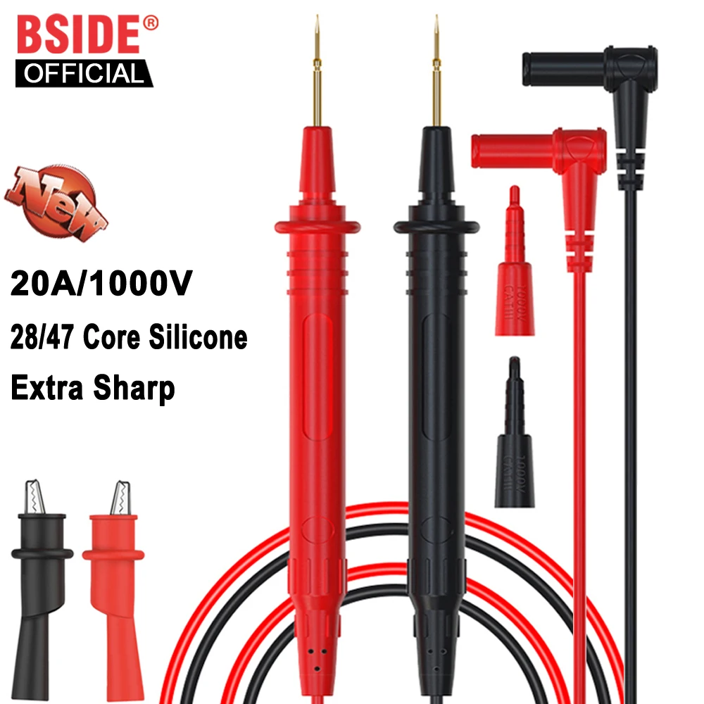 Ultra-Sharp Multimeter Probe Test Leads Alligator Clip Wire High ...