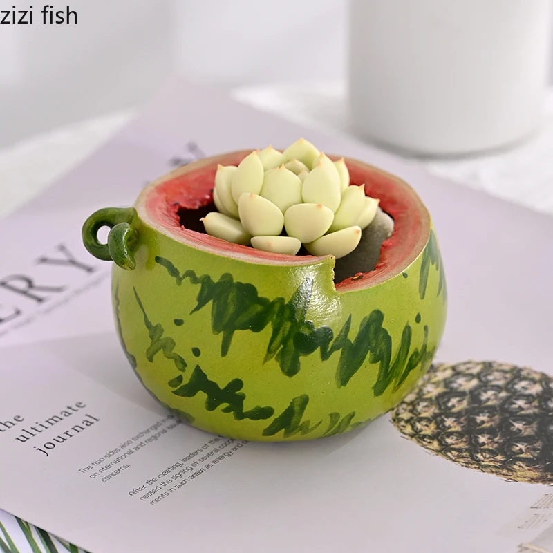 Watermelon-Shaped-Ceramic-Flower-Pots-Small-Succulent-Pot-Desktop ...