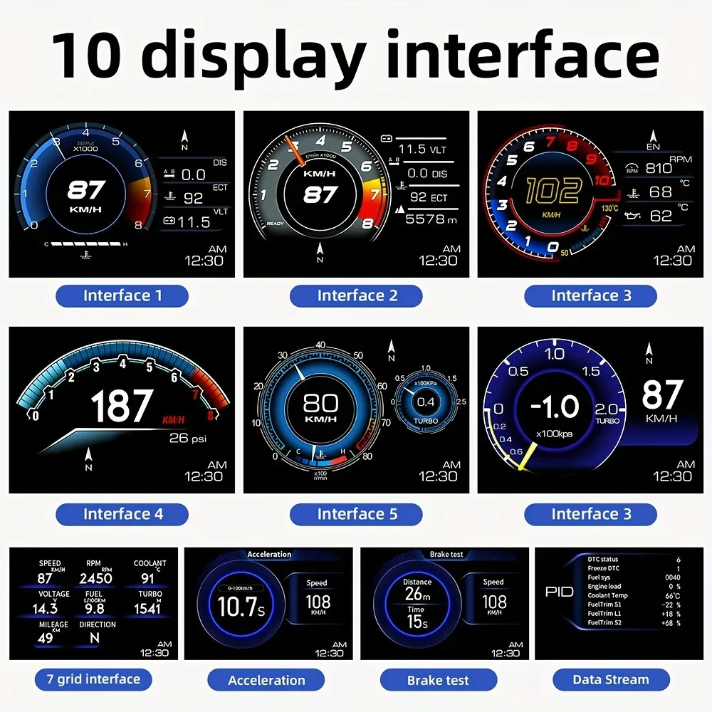 10-Display-Interface-OBD-Multi-Function-Automotive-HUD-Head-Up-Display ...
