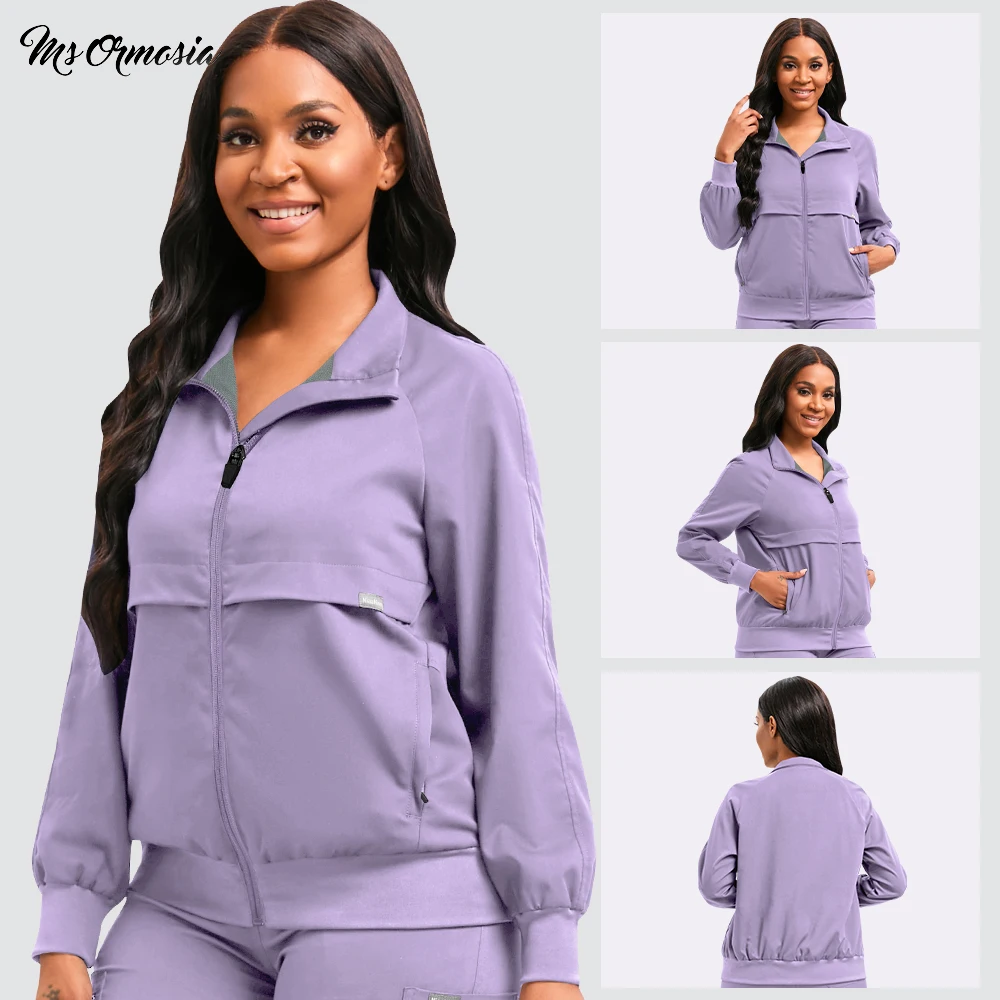 Medical-Zipper-Cardigan-Jacket-Nurse-Uniform-Scrubs-Tops-Nurse-Doctor ...