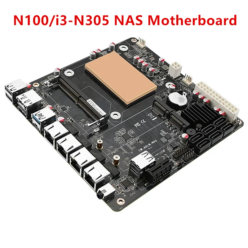 12th Gen Intel I3-N305 N100 NAS Motherboard 6-Bay 4x I226-V, 06/17/2024