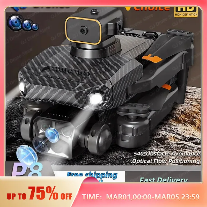 New P8 Pro Drone Professional HD Triple Camera 540° Intelligent ...