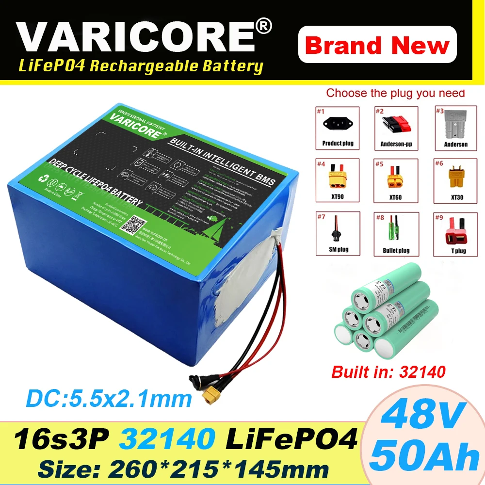 VariCore 48 V 50 Ah LiFePo4 wiederaufladbarer Akku 32140 16S3P ...