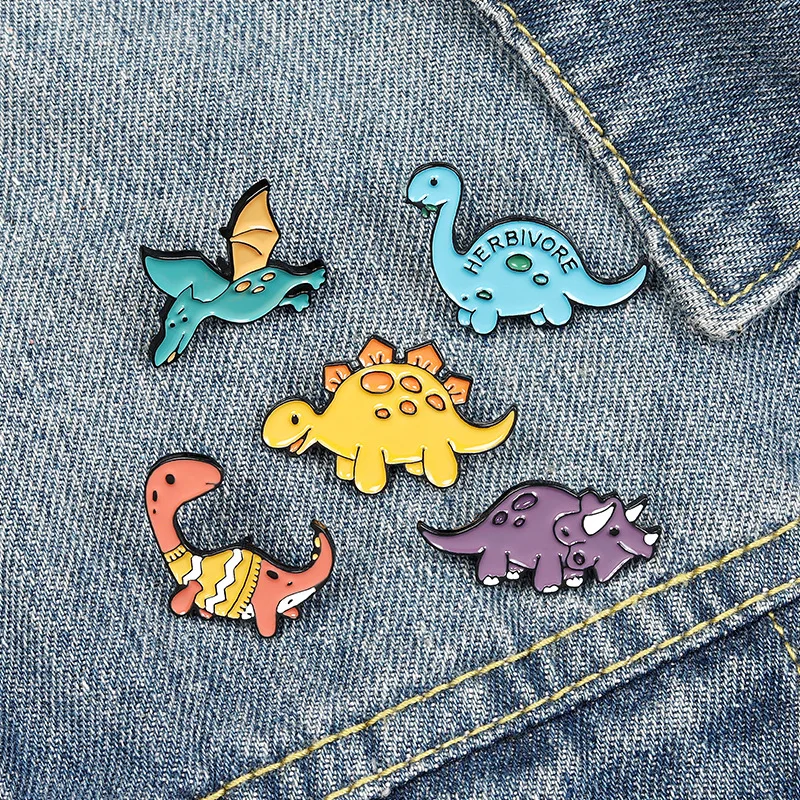 Cartoon-Dinosaur-Enamel-Pins-Stegosaurus-Pterosauria-Brooches-for-Kids ...