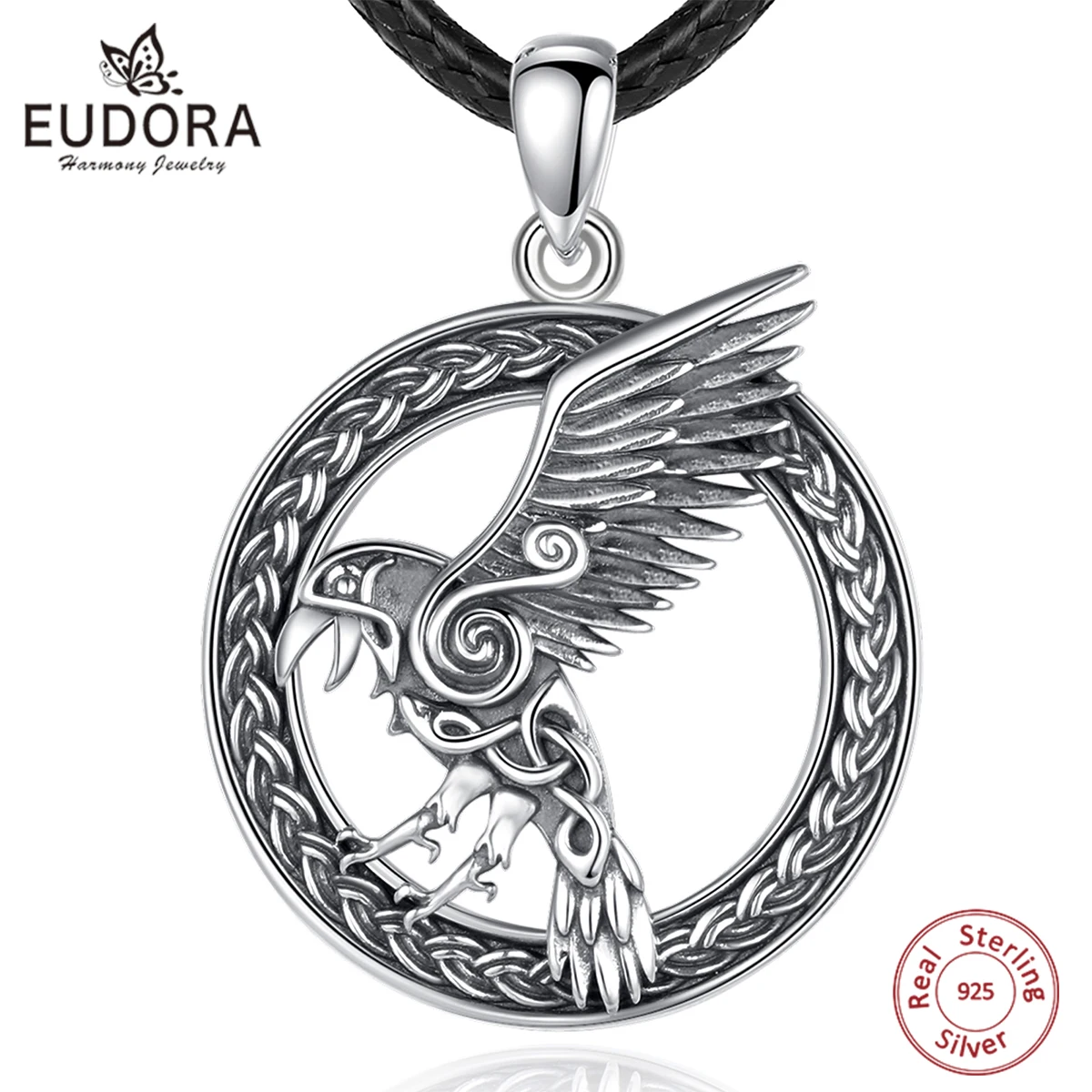 Eudora-925-Sterling-Silver-Viking-Raven-Runes-Necklace-for-Women-Man ...