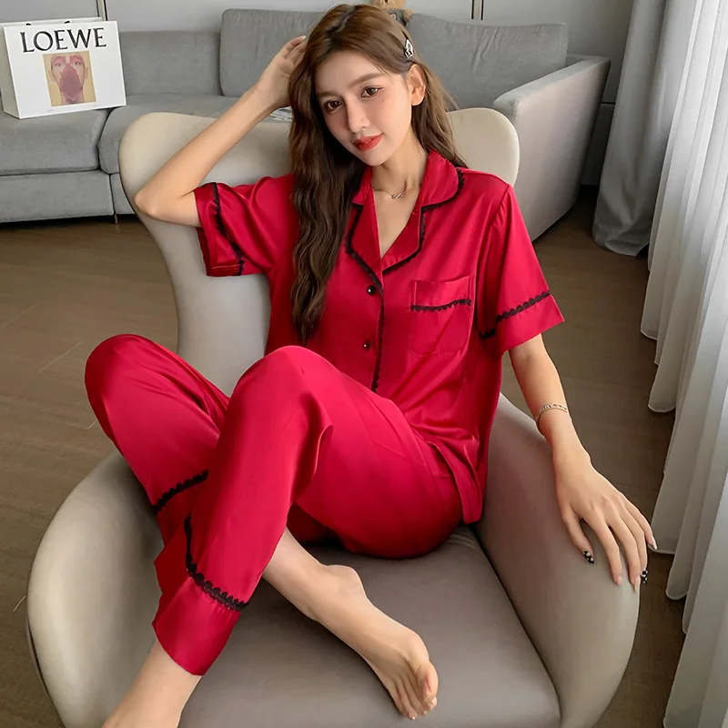 Spring Summer New 2PCS Pajamas Suit Casual Home Clothing Intimate ...