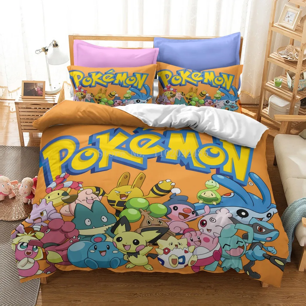 Bedding-Set-Pokemon-Duvet-Cover-and-Pillowcase-Anime-Cartoon-Pikachu ...