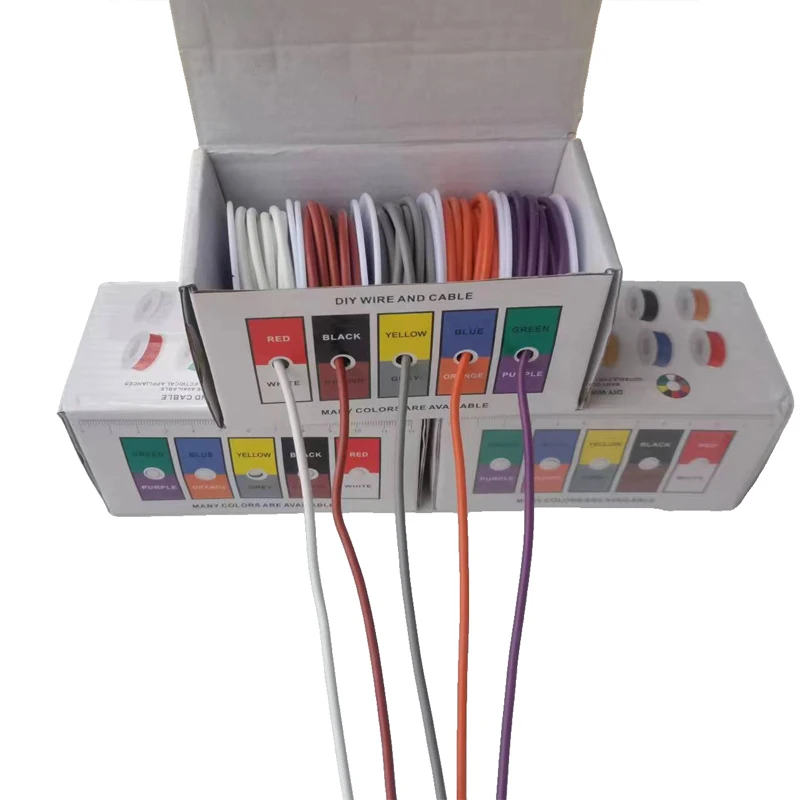 Heat Resistant Soft Silicone Wire 5 Colors in A Box Kit 24/22AWG Stranded Cable Electrical ...