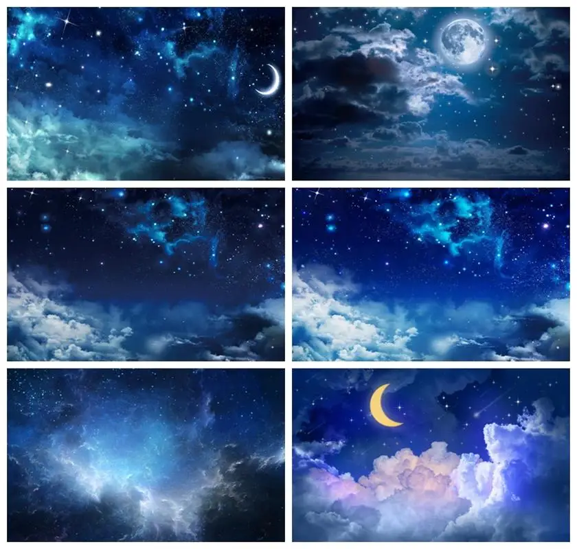 Laeacco Night Starry Sky Clouds Photography Backdrops Baby Shower Photo ...