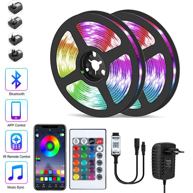 50M 25M RGB LED Strip Light 10M 5M LED Lights SMD 5050 RGB Leds Tape ...