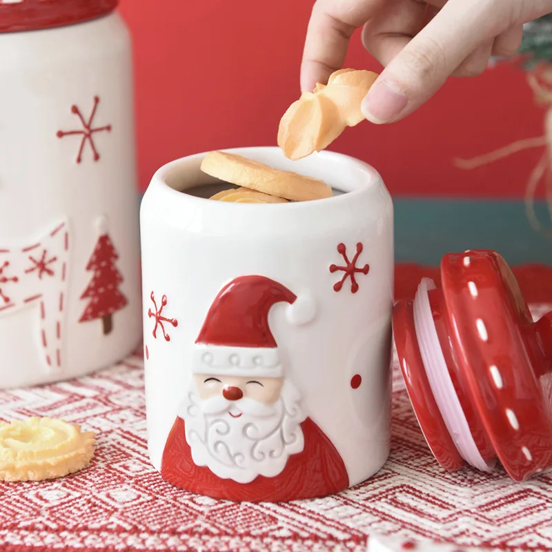 Creative Christmas Ceramic Cookies Jar Rectangular Dinner Plate Round ...
