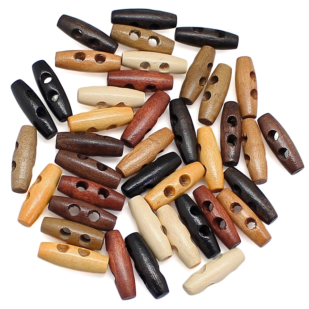 15-PCS-Lot-30mm-Wooden-Toggle-2-Holes-Coat-Buttons-For-Clothing-Sewing ...