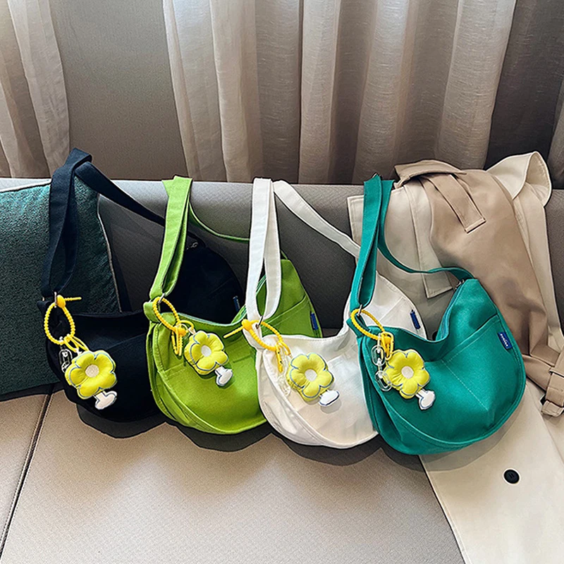 Fashion-Solid-Color-Shoulder-Bags-Canvas-Handbags-With-Pendant-Large ...