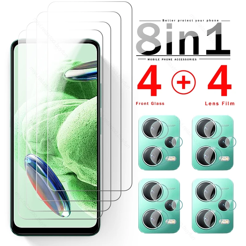 8In1 Protective Glass For Xiaomi Redmi Note 12 5G 4G Camera Glass Redmy ...