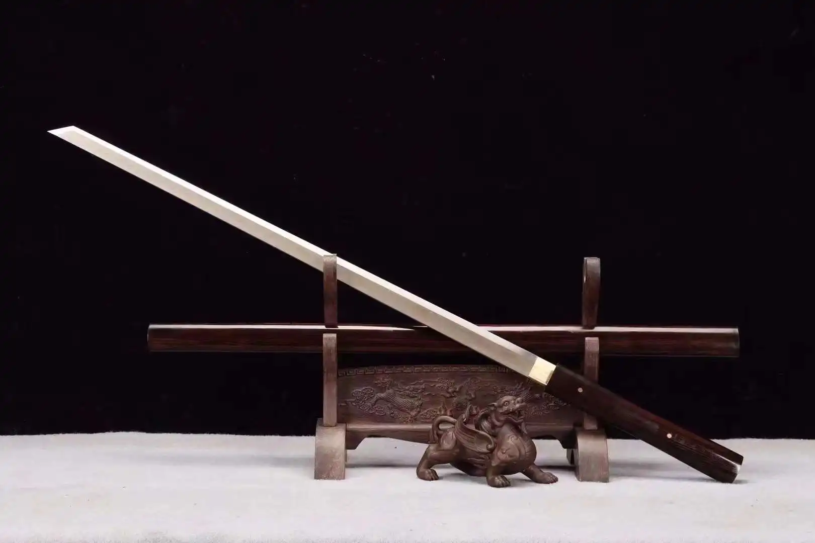 Chinese-Kunfu-Wushu-Tang-Style-Sword-Real-Handforged-Damascus-Feather ...