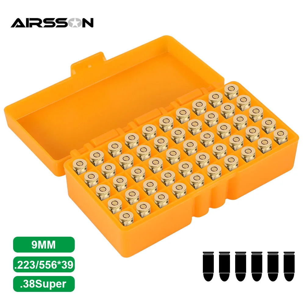 50-100-Rounds-Ammo-Box-9mm-223-38Super-Flip-Top-Bullets-Case-Pistol ...