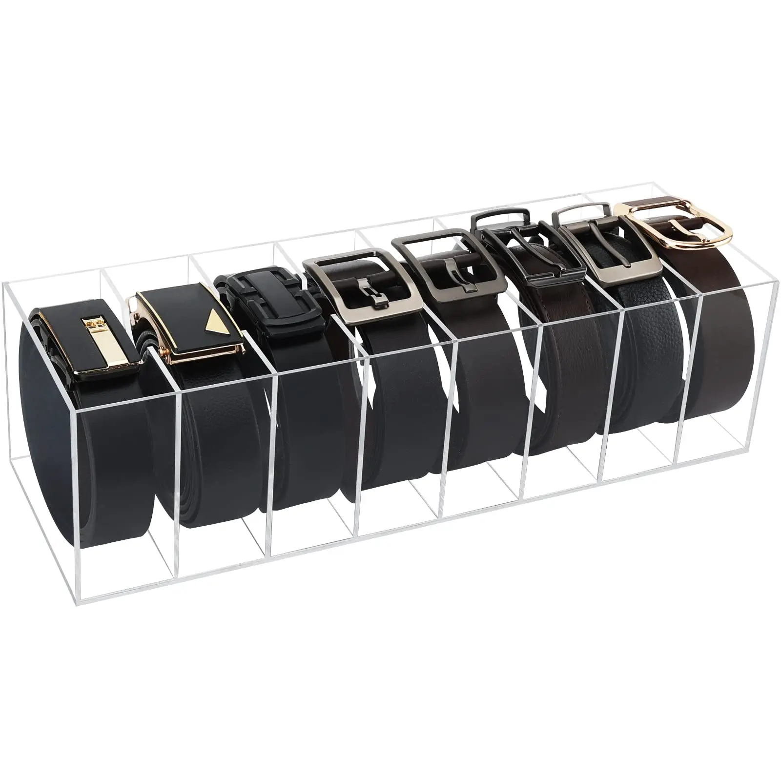5-8-Grids-Belt-Organizer-Acrylic-Belt-Case-Storage-Holder-Display ...