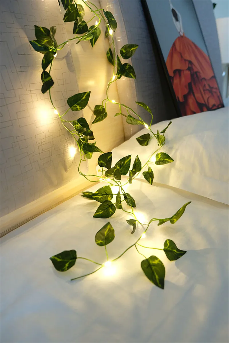 Green Leaf String Lights Battery Powered Home Decor - NZshopsmart