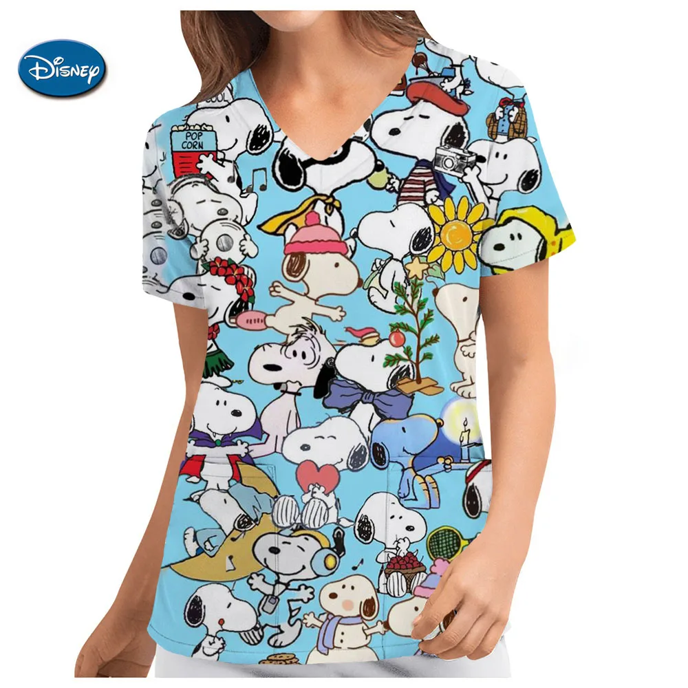 Camiseta de Snoopy de Estados Unidos para mujer, uniformes de trabajo ...