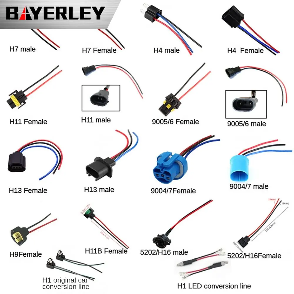 Cable-Socket-Wiring-Harness-H1-H4-H7-H9-H11-H13-9005-9006-9007-5202-H16 ...