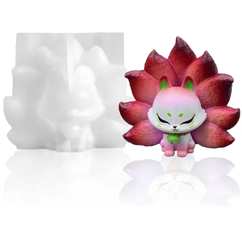 3D-Animal-Molds-for-Epoxy-Resin-3D-9-Tailed-Fox-Silicone-Resin-Mold-for ...