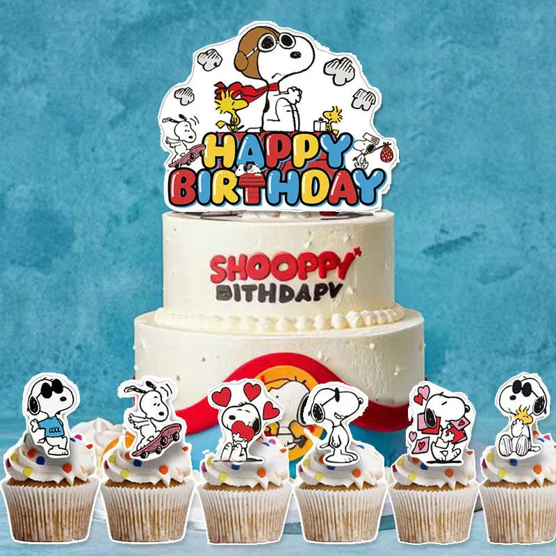 Snoopys Birthday Decoration Cake Topper Boys Birthday Party Supplies ...
