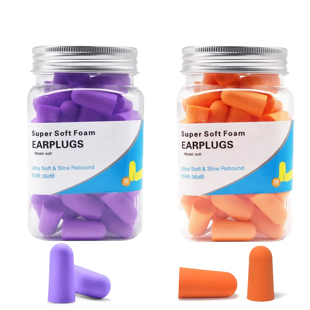 60Pcs-Soft-Foam-Ear-Plugs-36dB-Disposable-Noise-Cancelling-for-Concerts ...