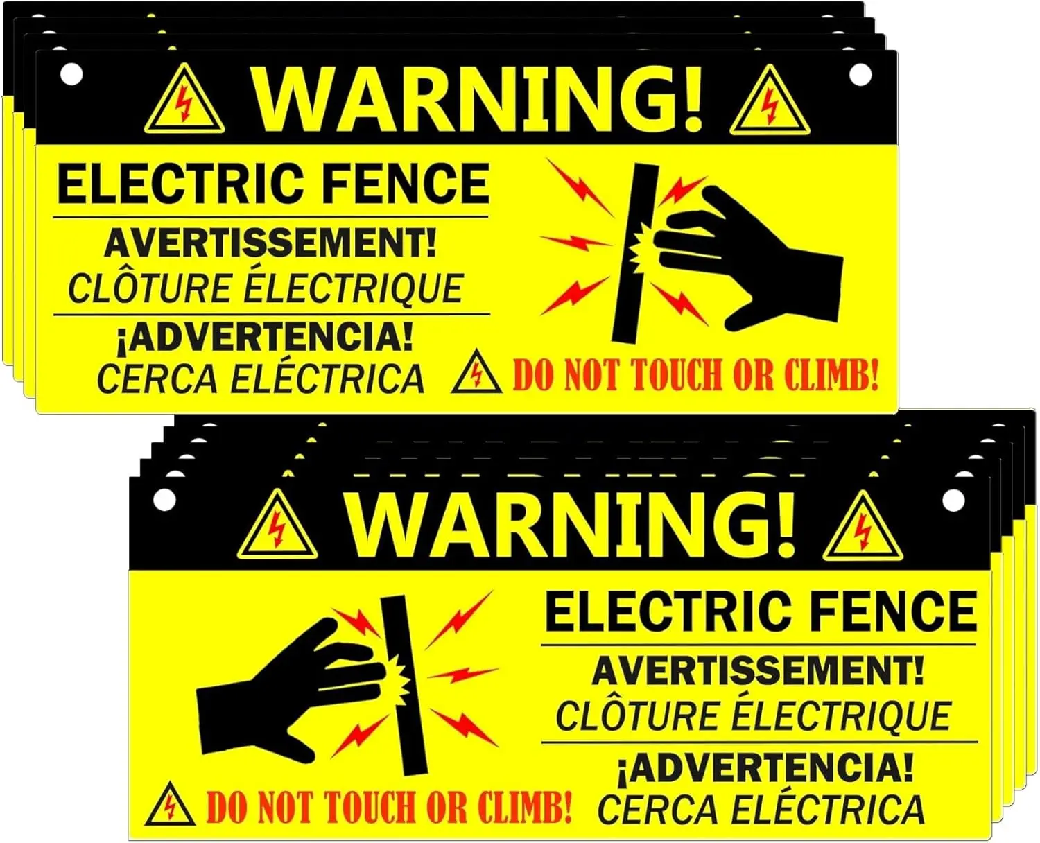 Electric Fence Warning Signs 10Pcs Plastic Electric Fence Safe Warning ...